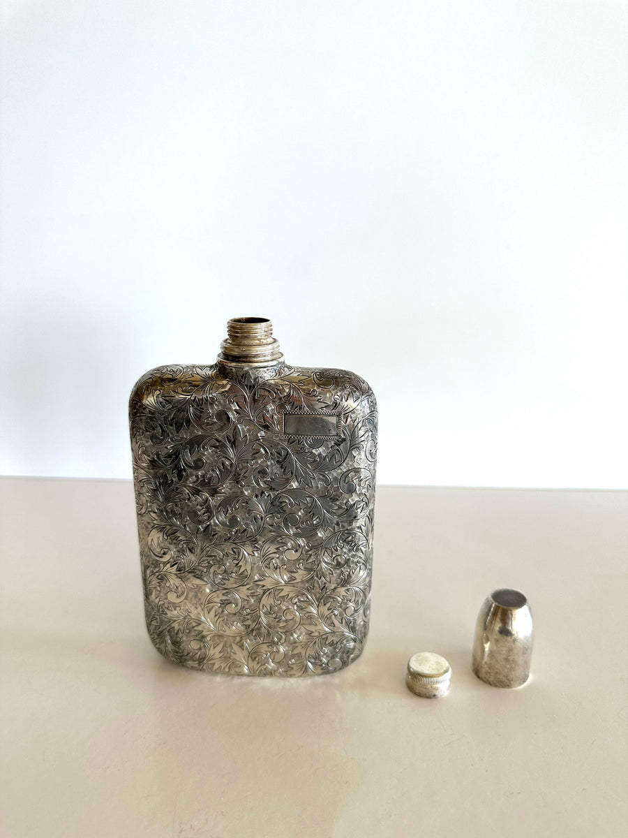 Silver Leaf-Embossed Flask, Shot Glass Lid – Southern Vintage Wares